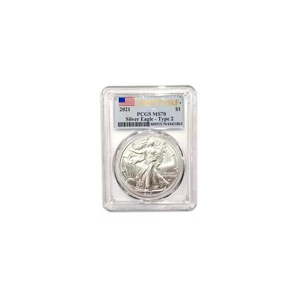 2021 $1 アメリカン シルバー イーグル ファースト ストライク MS-70 PCGS- TYPE 2