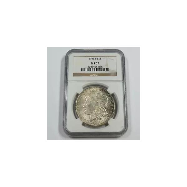 1921 S NGC MS62 - モルガン ドル銀貨 - 1 米国ドル コイン #48600B