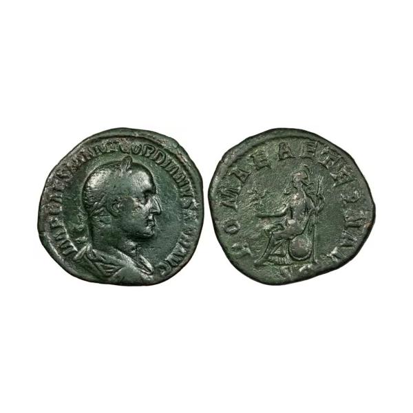 ゴルディアヌス 2 世 アフリカヌス 西暦 238 年 セステルティウス 良い品 ROMAE AETERNAE #AC101803