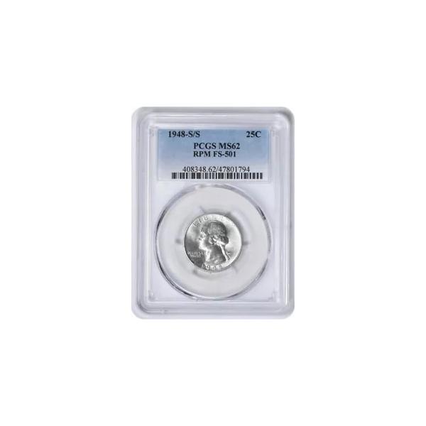 1948-S/S ワシントン シルバー クォーター RPM FS-501 MS62 PCGS