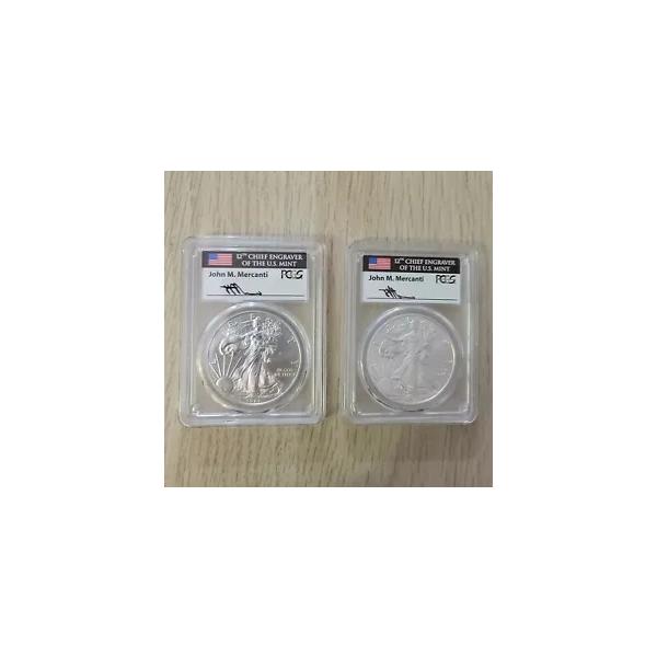 2013-W &amp; 2014-W $1 シルバー イーグル ms70 ウエスト ポイント - メルカンティ - PCGS ポップ 1 のみ