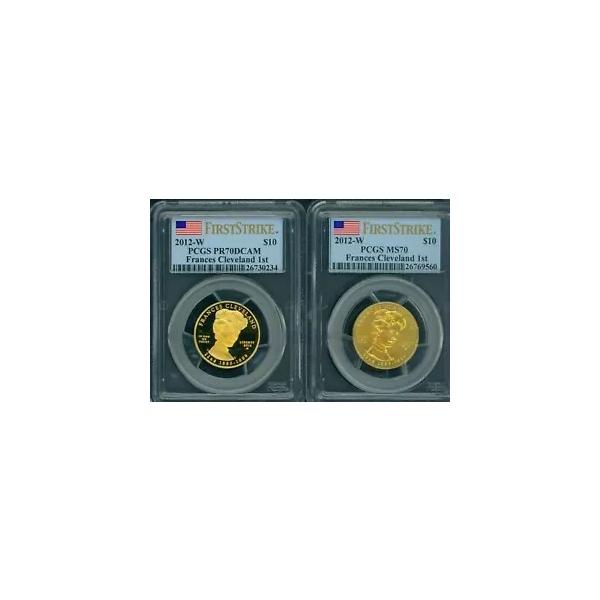 2012-W $10 ゴールド配偶者 フランス クリーブランド 1st PCGS PR70 PF70 &amp; MS70 2 コイン セット FS
