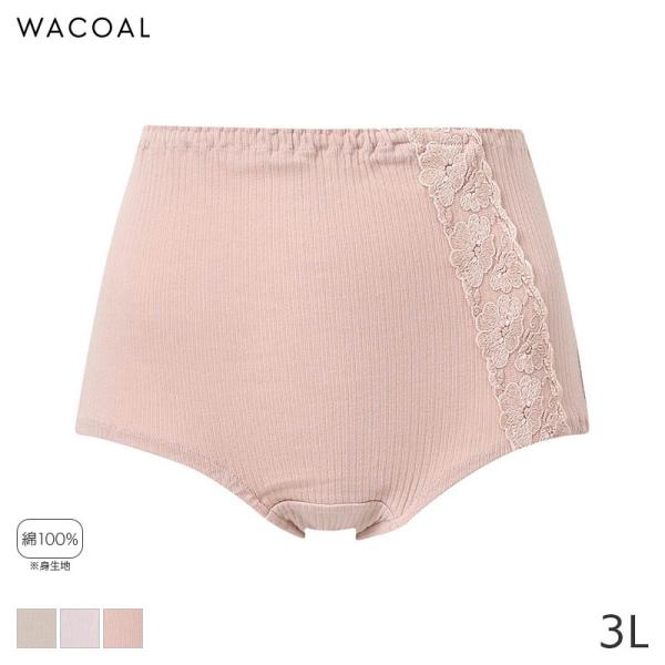 ■サイズ　3L(ヒップ102〜110cm)■主素材　身生地：綿100％　レース部：レーヨン ナイロン 綿■ウエスト/はきこみ/股上　股上深め スタンダード■レングス/裾/足ぐり　ノーマル■キーワード　スタンダードショーツ フルバック 身生地...