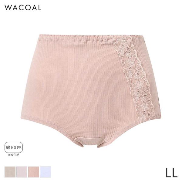 ■サイズ　LL(ヒップ97〜105cm)■主素材　身生地：綿100％　レース部：レーヨン ナイロン 綿■ウエスト/はきこみ/股上　股上深め スタンダード■レングス/裾/足ぐり　ノーマル■キーワード　スタンダードショーツ フルバック 身生地綿...