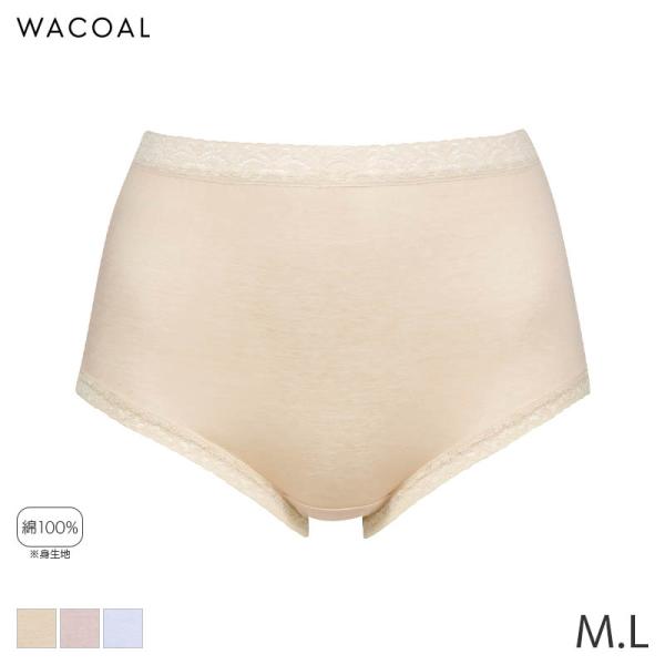 ■サイズ　M(ヒップ87〜95cm)　L(ヒップ92〜100cm)■主素材　身生地：綿100%　レース部：ナイロン ポリウレタン■ウエスト/はきこみ/股上　股上深め スタンダード■レングス/裾/足ぐり　ノーマル■キーワード　スタンダードショ...