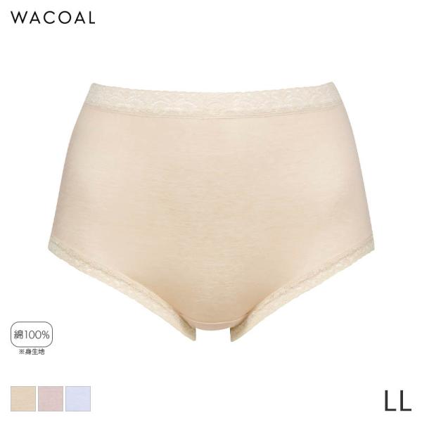 ■サイズ　LL(ヒップ97〜105cm)■主素材　身生地：綿100%　レース部：ナイロン ポリウレタン■ウエスト/はきこみ/股上　股上深め スタンダード■レングス/裾/足ぐり　ノーマル■キーワード　スタンダードショーツ フルバック 身生地綿...