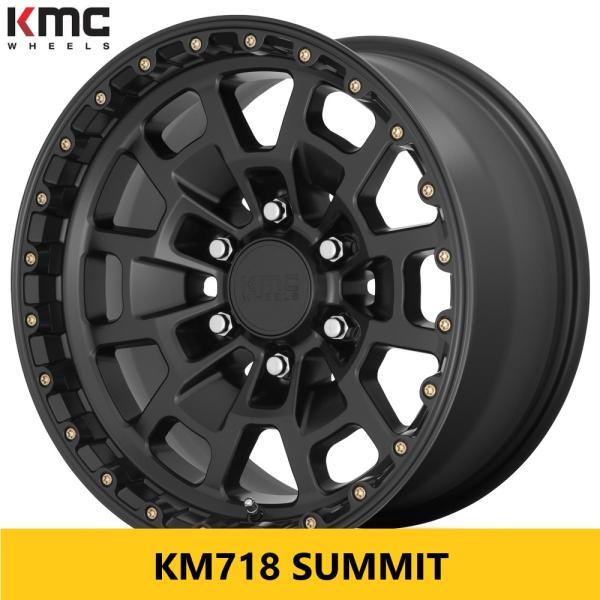 ※画像はイメージ画像になりますので、色の違いや形状の違いは御座います。商品名：KMC KM718 SUMMIT （サミット）サイズ：8.5J×17inch IS18 PCD139.7 6穴　カラー：サテンブラック付属品：センターキャップ、バ...