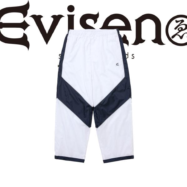 Evisen Skateboards パンツ エビセン スケートボード EX-Track Pants Navy×White-Staff's Comment-耐久撥水加工されたポリエステル素材のトラックパンツ。ヨコ糸に使われた極細のマイロファ...