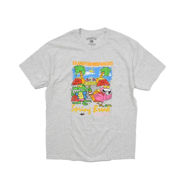 QUARTER クォータースナックス NY NEW YORK ニューヨーク sk8 スケート スケボー tシャツ Spring Break Tee (Ash)■Staff's Commentカンクンでサマートリップ中の動物達。片手にビール、...