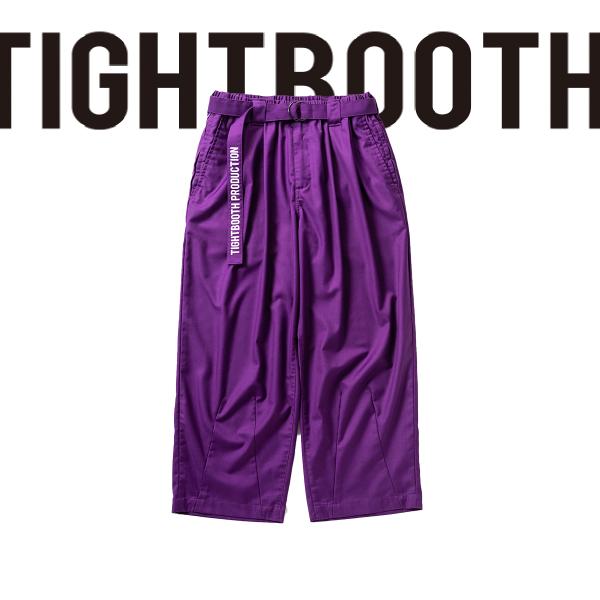 TIGHTBOOTH タイトブース パンツ TBPR TIGHT BOOTH Baggy Slacks Purple-Staff's Comment-定番のバギースラックス。滑らかな肌触り、落ち感と程よい光沢が特徴のTR生地。ベルトループも...