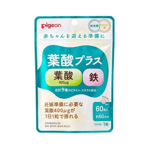 商品名 ピジョン pigeon 葉酸プラス 60粒入 内容量 60粒 商品詳細 赤ちゃんのすこやかな発育に役立つ葉酸400&amp;mu;gと、妊娠準備期・妊娠期にとりたい鉄などの9種のビタミン・ミネラルを届ける栄養設計のサプリメント。 材...