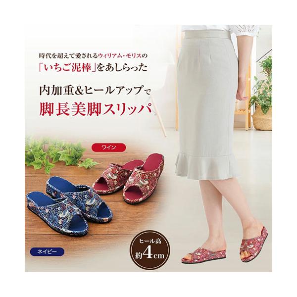 ダイエットスリッパ 美脚応援スリッパ ヒールアップ ウィリアムモリス商品名 モリス ヒールアップ美脚スリッパ カラー ネイビー、ワイン 区分 日用雑貨 製造国・原産国 中国 発売元・販売元 株式会社ニーズ JANコード  ネイビーM：457...