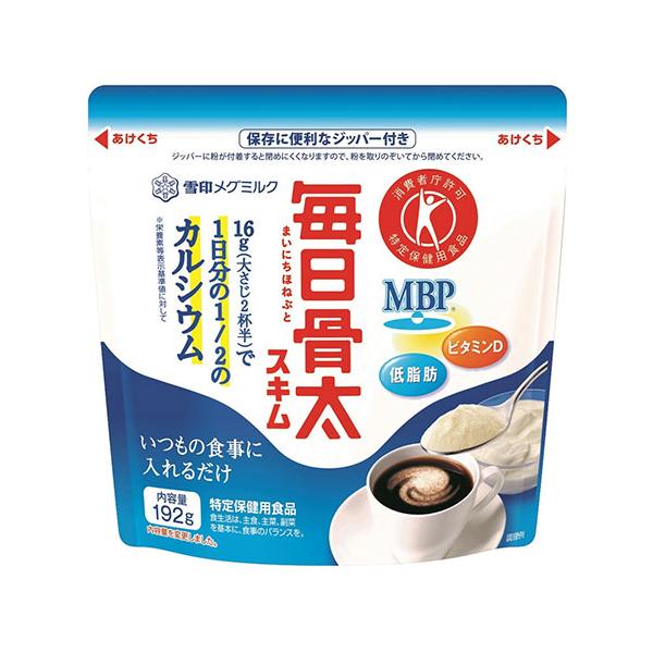 商品名 毎日骨太 MBPスキム ガゼット 192g 特定保健用食品 内容量 192g 原材料 脱脂粉乳(国内製造)、ホエイパウダー、ミルクカルシウム、砂糖、デキストリン、乳たんぱく質/香料、ビタミンD、(一部に乳成分を含む) 栄養成分 16...