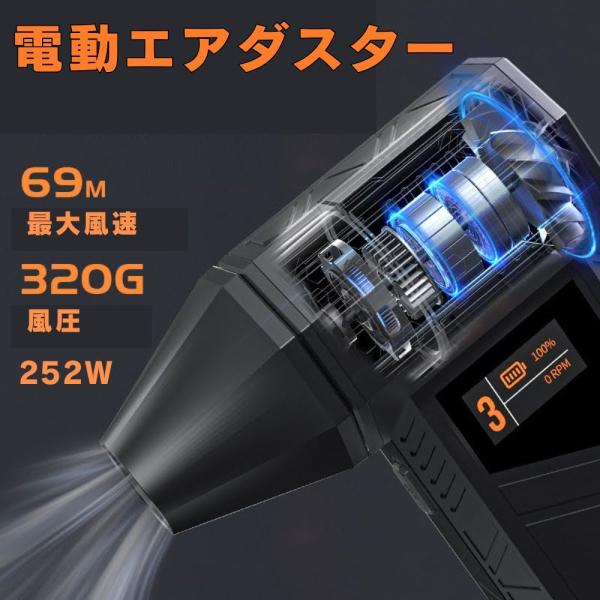 【商品名】電動エアダスター ブロワー X3 Pro（TURBO FAN）【製品特長】■ 風圧320g・252W 耐久性の高い高性能モーター搭載252Wの高出力モーターを採用し、最大風圧320gの強力な送風を実現します。PC・キーボード・カメ...