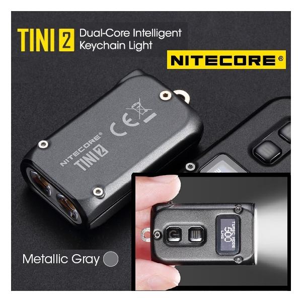 NITECORE TINI2小型でパワフルな小型軽量多機能ライト　最大500ルーメン・五段階の光量調整が可能です。OLEDモニターはバッテリー残量・光量・モード・ランタイムを表示します。USB充電です。デモモード・デイリーモードを備えていま...