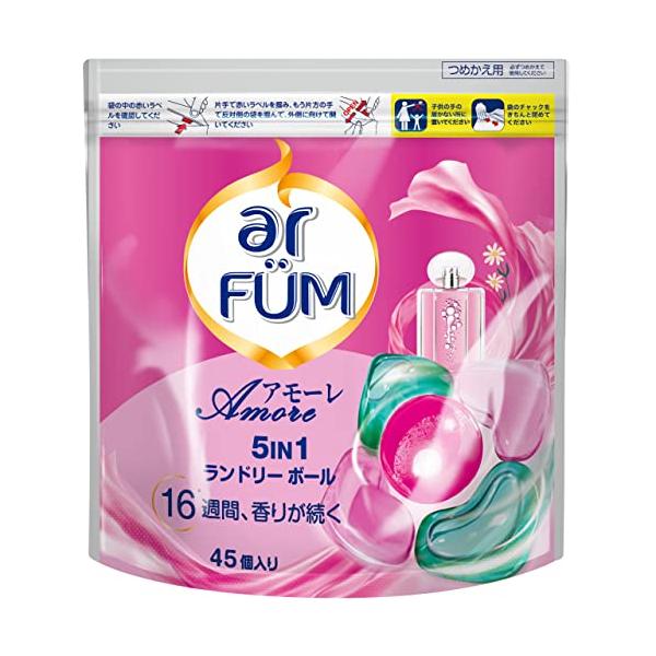 ‐/詰替45粒/arfum-amore-45・Size:詰替45粒・パッケージ個数:1・(1)抜群の洗浄力*（*当社比）・(2)独自の抗菌技術を用いて菌の繁殖を徹底抑制*（*すべての菌にがあるわけではありません）・(3)柔軟・(4)消臭*（...