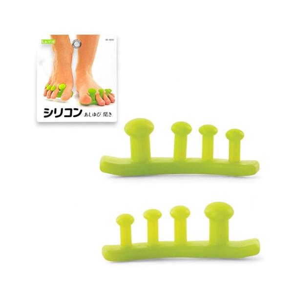 シリコンあしゆび開きグリーン/-/3B-4880・Style:シリコンあしゆび開き・La-VIE(ラヴィ)のシリコンあしゆび開きは、足指を広げてリフレッシュしたい方にぴったりのグッズ。外反母趾や浮き指のケアにも役立つ設計で、ネイルやペディキ...