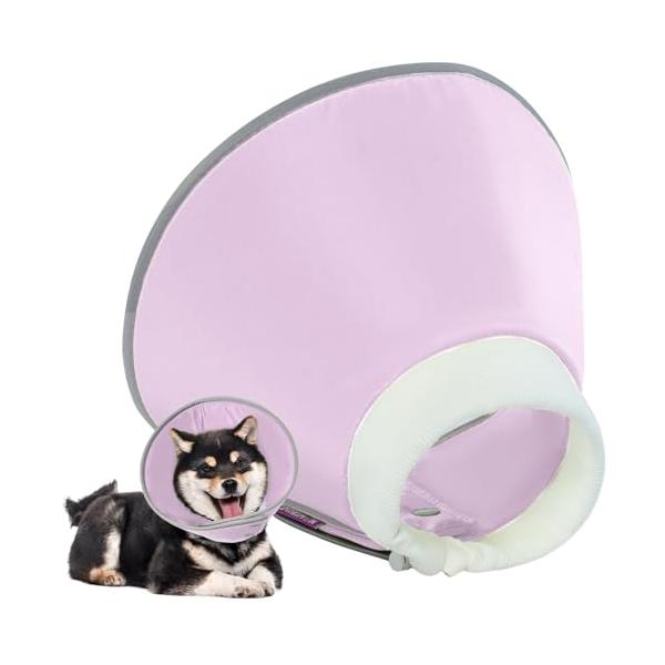 ピンク/S（首周り：20cm）/Pink-S・Size:S（首周り：20cm）Color:ピンク・パッケージ個数:1・軽量でソフトな素材：このエリザベスカラー 犬の裏地はわずかな弾力性のあるEVA製で、表地は防水性があり、お手入れが簡単です...
