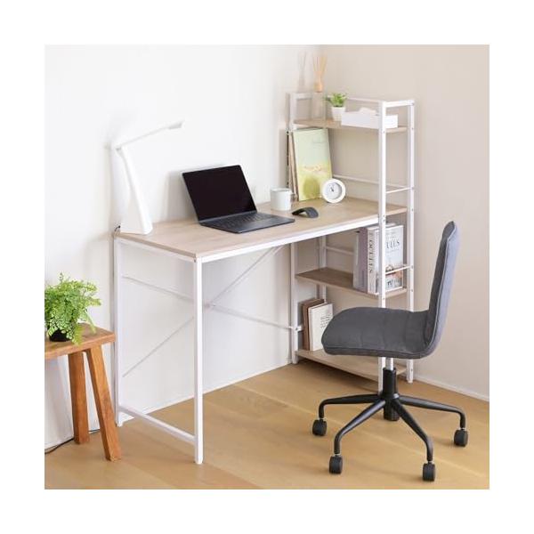ラック付きアンティークアイボリー/幅114×奥行52.5×高さ120cm/GRD-1150(AIVM/SWH)・Color:アンティークアイボリーStyle:ラック付き・パッケージ個数:1・ラック一体型デスク本やファイルボックスなどの収納に...