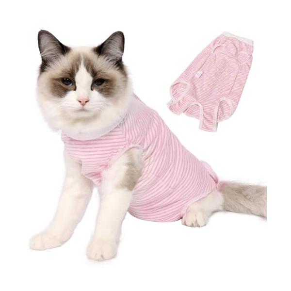 ピンク/M/-・Size:MColor:ピンク・?快適な着心地高品質で柔らかい綿生地で作られ、安全無毒で猫の皮膚に優しい、手術後の回復時間もより快適に過ごせます。耐久性があり、抗菌防臭で通気性と弾力性に優れています。伸縮性のあるペット術後服...
