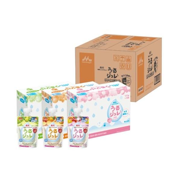 お子さまが自分でチュウチュウ飲める水分補給ジュレのアソートセットです。 うるジュレ３品種が６袋ずつ、合計１８袋入っています。