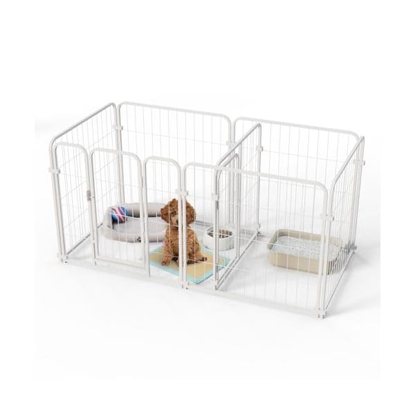 ホワイト/120*60*60/Hliovkis-glwl・Color:ホワイトNumberOfPanels:7Size:120*60*60・パッケージ個数:1・仕切り板付きペット サークルには仕切り板機能があり、簡単に独立した2つのエリアに...