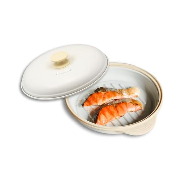 浅型ベージュ/-/KDS9042・Style:浅型・パッケージ個数:1・電子レンジなのに焼き目がつく、驚きのレンジパン。 魚や肉を入れてレンチンしておけば、ほったらかしで美味しいグリル料理が作れます。 片付けが面倒な焼き魚もレンジでチンする...