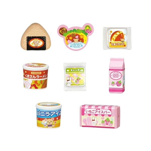 コンビニたべもの/-/1851637・(C)メルちゃん・対象年齢 :3才以上・セット内容:おにぎり（おかか）、スパゲッティべんとう、たまごサンド、カップラーメン、キャンディ、いちごミルク、バニラアイス、いちごアイスバー・コンビニのたべものが...
