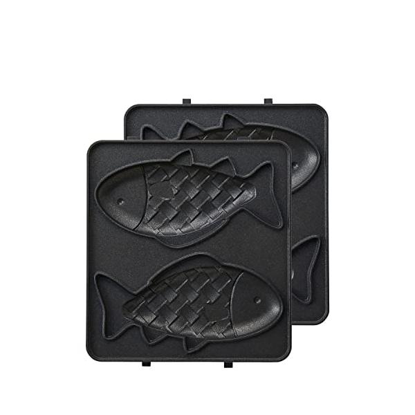 クラシック黒/(約)幅25×奥行14.1×厚み1.1cm 　(1枚あたり)/BOE044・パッケージ個数:1・洋風おさかなモチーフのたい焼きが作れる 専用オプションプレート。「BRUNO ホットサンドメーカーダブル」専用のおさかなプレートで...