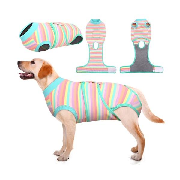 ストライプ/2XL/-・Size:2XLColor:ストライプ・パッケージ個数:1・高弾性通気生地：95%綿5%スパンデックス、超柔軟、快適、自由運動、水洗い、急速乾燥が可能。腹部の下は綿100%で、この特殊な部位を保護し、母犬の生理中には...
