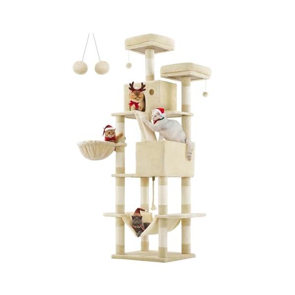 段差ありベージュ/XXL (60 x 50 x 206 cm)/大・Size:XXL (60 x 50 x 206 cm)Color:ベージュ・猫の遊び場デザインも美しく、上り下りしやすいオールマイティーな充実設計です。ねこちゃんは上下運動...