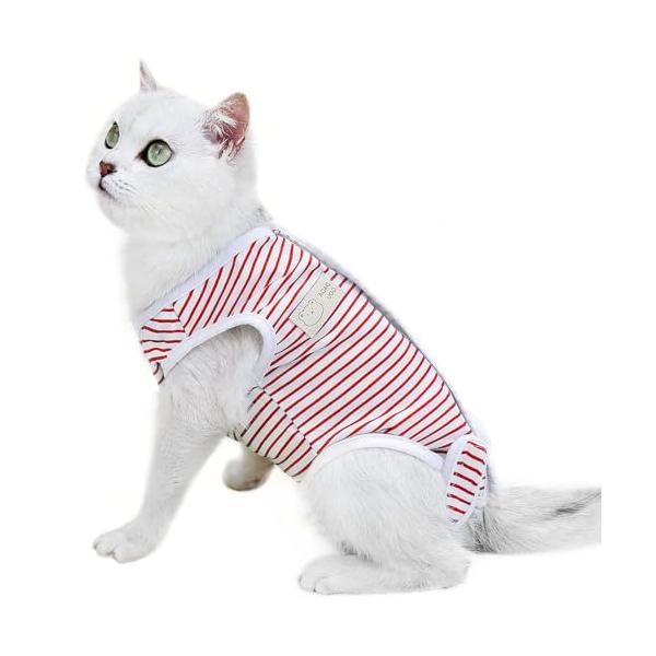 ミニマリストレッド M/-/猫 術後服・Color:レッド M・??日常生活そのまま避妊手術や開心術後の自傷保護、妊娠中の傷、乳腺腫瘍などに使用できる術後用ガーメントです。高品質のコットン生地は、皮膚への刺激や負担を最小限に抑え、愛猫の動き...