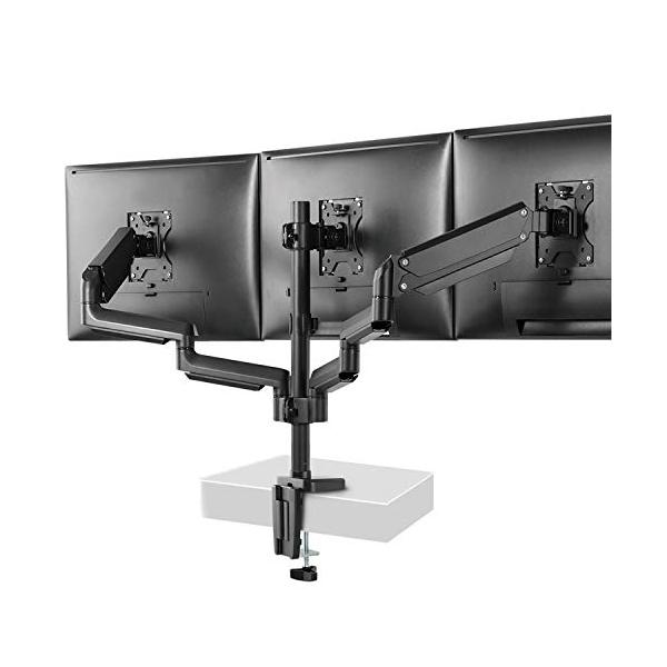 ・ブラック 三画面用 ・・Size:三画面用・【仕様】VESA規格は75x75mm、100x100mm。耐荷重は各アーム1.5-7kg。対応モニターサイズ：17-27インチ。・【自由自在に調節】革新的な多軸設計で、モニターを上下、左右前後向...