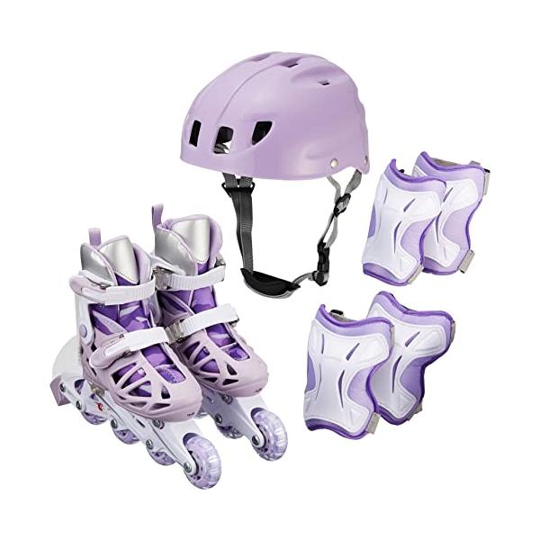 パープル/Ｌ（20cm-23cm）/CA-475G・Color:パープルSize:Ｌ（20cm-23cm）・パッケージ個数:1・製品安全協会(SGマーク)適合品、工具を使わず簡単にサイズ調整できますセット内容インラインスケート、ヘルメット、...