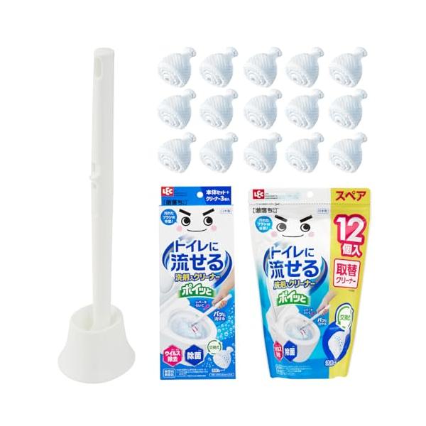 ホワイト/通常/C00607・パッケージ個数:1・洗剤入りなので、水につけてそのまま便器を洗うことができます。・クリーナーは掃除が終わったらそのままトイレに流せます。クリーナーには触れずにワンタッチで取り外せます。・汚れたクリーナーをそのま...