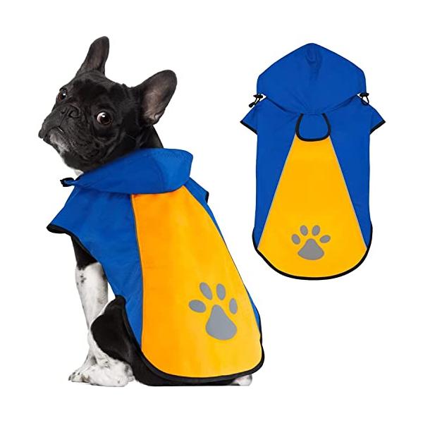 オレンジ&amp;ブルー/S/Kpuplol-1・Size:SColor:オレンジ&amp;ブルー・???耐久性 雨や雪に強い最新防水生地羽のように軽いレインコートは、どんなに悪天候でも子犬が乾燥した快適な毛を保つことができますので、安心し...