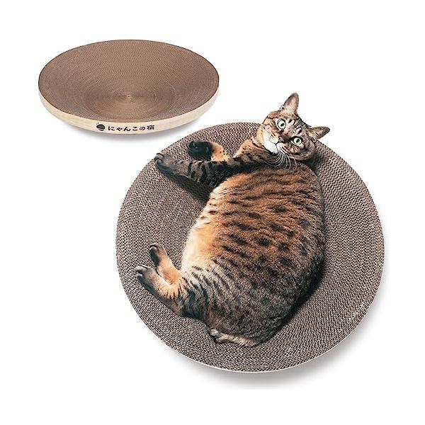 ブラウン/XXL/nmaru・ 獣医師監修 もうはみ出さない ぽっちゃり猫、大きい猫ちゃんの為の丸形爪とぎベッド。6ｋｇ以上の大きな猫ちゃんでも収まりゆったり横になれる大きいサイズ。猫ちゃんがゆったり寝れるのでかわいい写真、動画を取ることが...