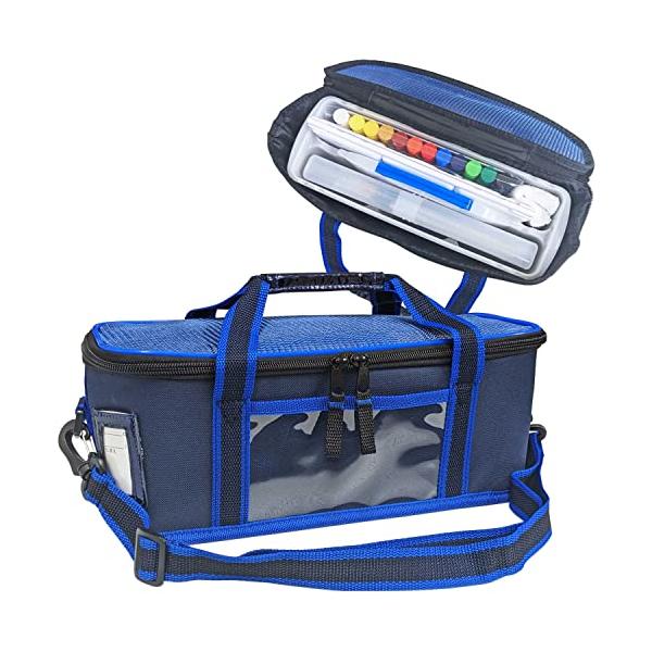 ブルー/普通/pocketb・Color:ブルー・小学校の図工の時間に使う絵の具セットです。 新しくなったカラーパレットも 三重コーティングで汚れが付きにくい プラズマ加工が施されています。・バッグは、濃紺の生地に黒×ブルーの ストライプの...