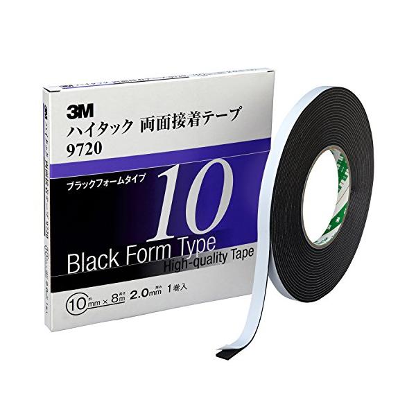 ブラック/10mm幅/9720 10 AAD・Size:10mm幅・パッケージ個数:1・基材:アクリルフォーム 粘着剤:アクリル系・テープの色:黒色・テープの厚さ2.0mm