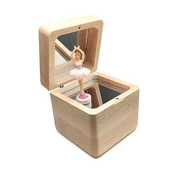 古典曲:You are my sunshine/-/-・MaterialType:メープル・曲:You are my sunshine・ダンシングバレリーナガールの無垢材ボックス。・オルゴールの仕様:8.1×8.1×8.1cm / 3.19...