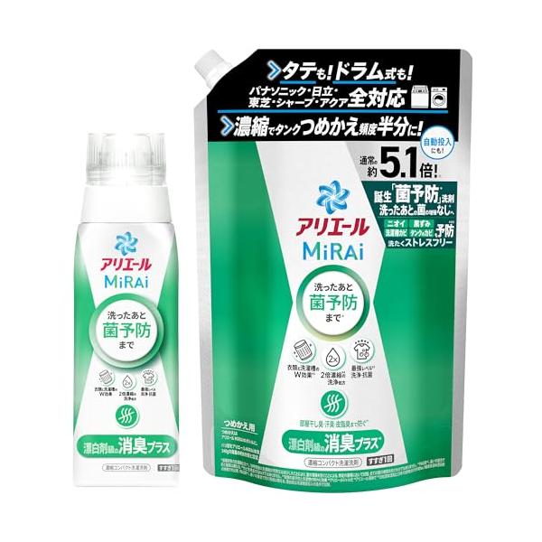 グリーン・ホワイト/本体 340g+詰め替え 1.45kg/-・PatternName:消臭プラスSize:本体 340g+詰め替え 1.45kg・パッケージ個数:1・日本初　菌予防洗剤誕生