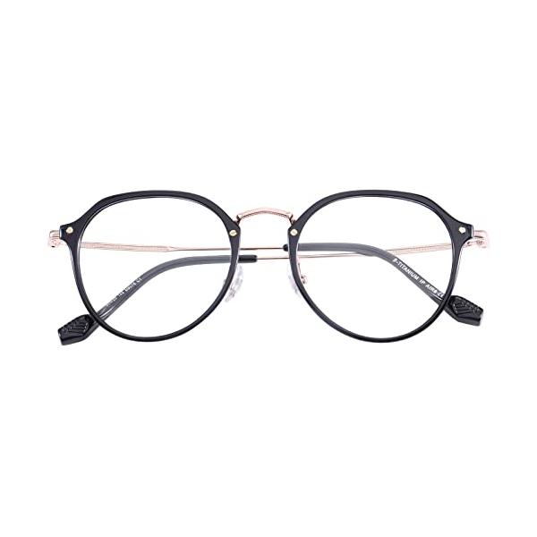 モダンブラック・ローズゴールド/M/RIB021・Color:ブラック・ローズゴールド・ブルーライトカット メガネ：Dollgerブルーライトカット メガネは35%~40%ブルーライトをカットでき、目に有害なライトをブロックして的に目の疲れ...