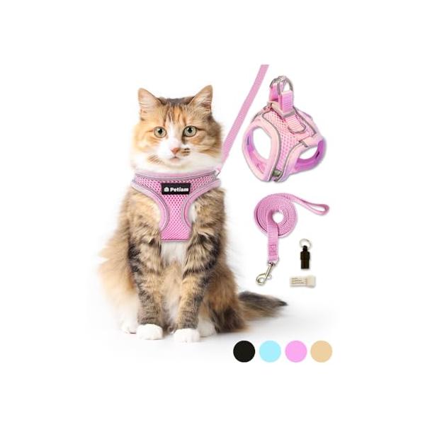 ピンク/L/petiam・Size:LColor:ピンク・?Instagramでも大人気猫ちゃんのお出かけに猫用ハーネス・?病院・災害・猫ちゃんの気分転換など、マルチに使える猫用リードです。・?マジックテープとバックルのダブルロック式だから...