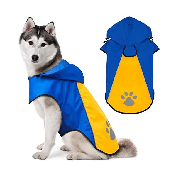 オレンジ&amp;ブルー/L/Kpuplol-1・Size:LColor:オレンジ&amp;ブルー・???耐久性 雨や雪に強い最新防水生地羽のように軽いレインコートは、どんなに悪天候でも子犬が乾燥した快適な毛を保つことができますので、安心し...