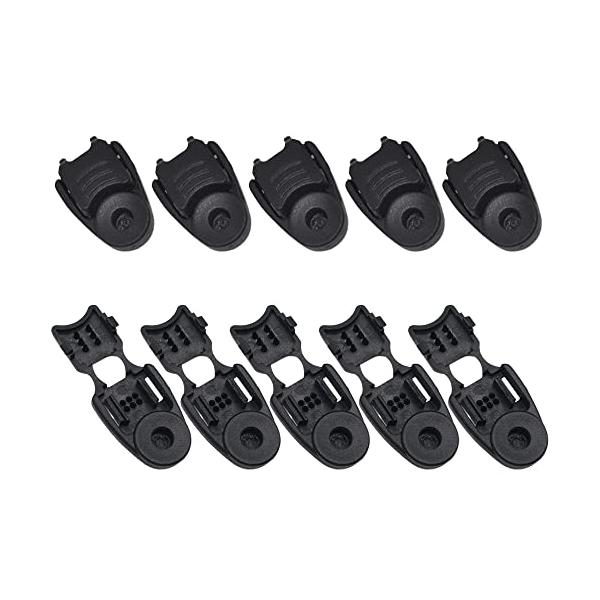 セット内容10個入りサイズ長さ24mm、横幅18mm。・高品質の素材強度と耐久性があり、ポリプロピレン製で極度の低温および高温、湿気の浸透に耐えます。・しっかり挟み込む上下についた針山が滑り止めとなり、ひもの端がほつれるのを防ぎます。2つの...