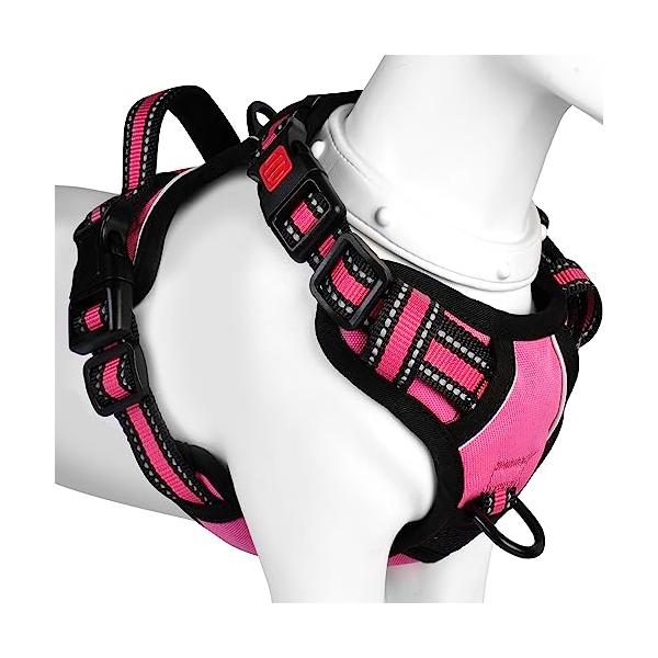 ローズレッド/L/-・Size:LColor:ローズレッド・完全に調節可能&amp;おしゃれなセット：Lサイズの首周り：41〜61CM；胸周り：42〜87CM。各犬種に通用できる犬ハーネスです。小型犬・中型犬・大型犬のいろいろな体格の犬外出...