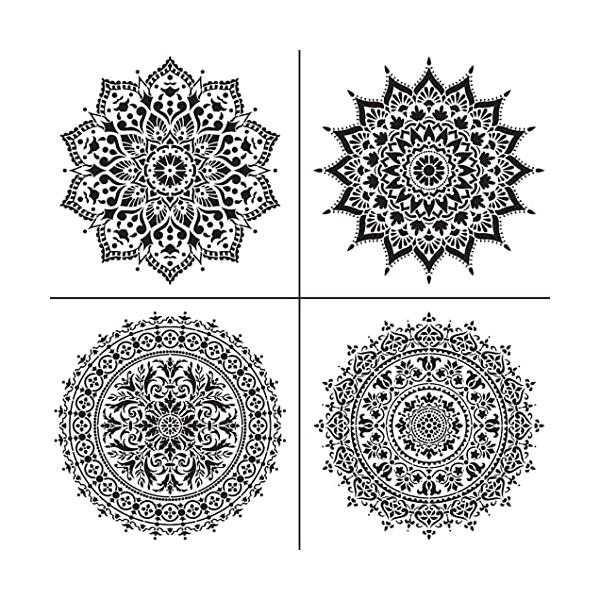 ステンシルシート曼荼羅8/30 x 30 cm/6・?高品質で環境に優しい半透明のPET、無毒、無味、健康、安全で作られています・?トレースの輪郭に沿って絵を描いたりパターン内の空間を色で塗りつぶしたりするので、お子様の実践能力及び想像力を...