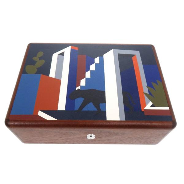 ■商品情報[管理番号]7J0591EL6Z[ブランド]エルメス（HERMES）[対象]レディース[カラー]ブルーデマルテ/ブラウン[モデル]時計ボックス コフレ カザック メキシコ庭園のフェラン[ライン]FELIN DANS UN JARD...