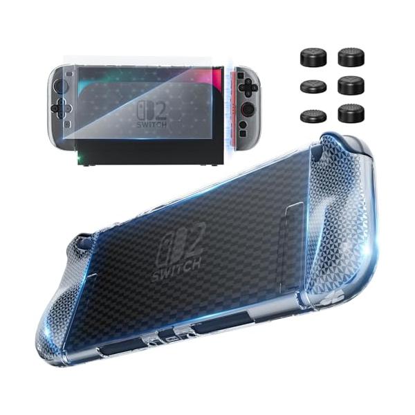 【Switch 2 完全保護カバーセット】新型Switch 2本体に完璧フィットする専用設計のSwitch 2保護カバーです。このオールインワンセットには、高品質なTPU+PC製「Switch 2 ケース」、硬度9Hの「強化ガラスフィルム」...