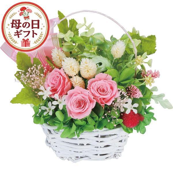【発売日：2026年05月11日】生花のようなみずみずしさを長く楽しめる、母の日専用のプリザーブドフラワー（ピンク）です。プリザーブドフラワーにアーティフィシャルフラワーやドライフラワーを合わせ、優しい色合いの上品な籠アレンジに仕上げました...
